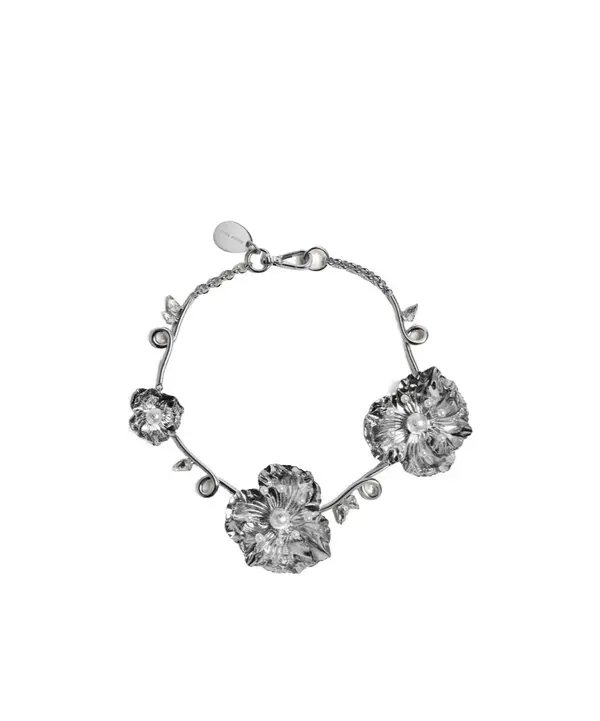 Simone Rocha Floral Faux Pearl Necklace - Silver