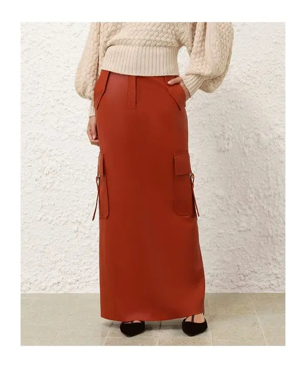 Zimmermann Illustration Leather Midi Skirt