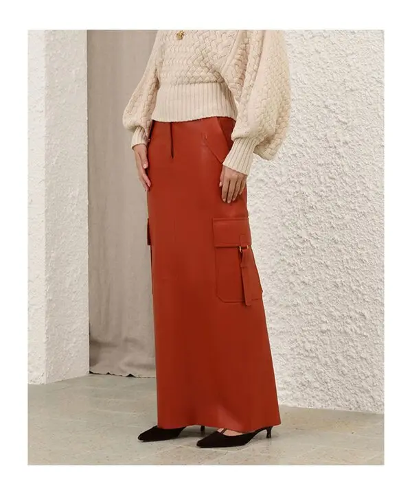 Zimmermann Illustration Leather Midi Skirt