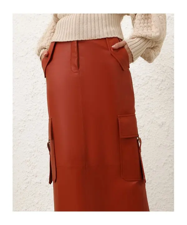 Zimmermann Illustration Leather Midi Skirt