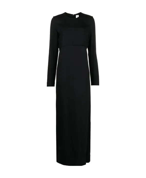 TOTEME Draped Crepe Maxi Dress - Black