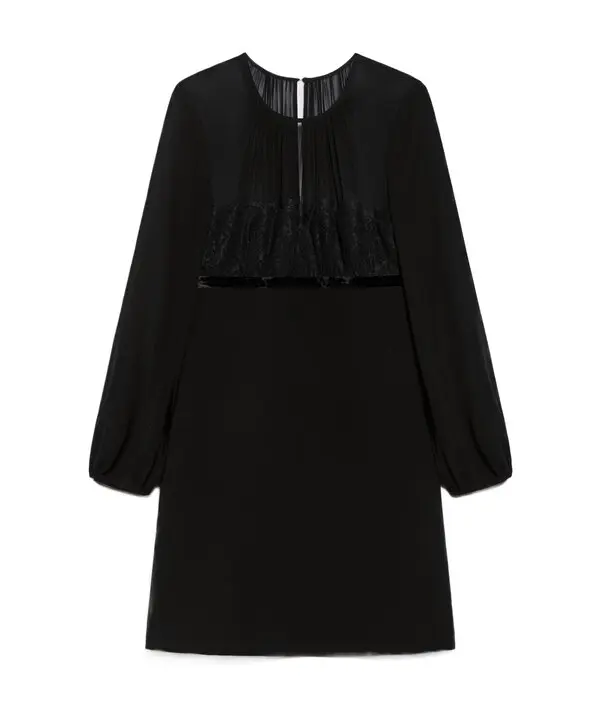 Max Mara Crewneck Long-sleeved Dress - Black