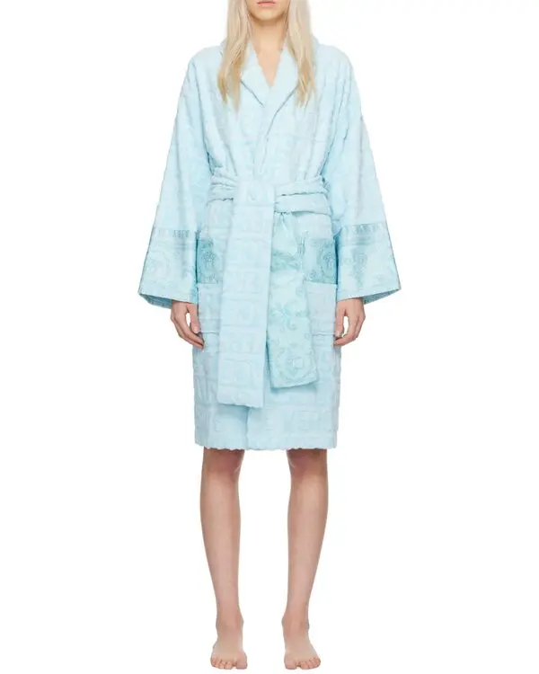 Versace I Love Baroque Belted Bathrobe - Blue