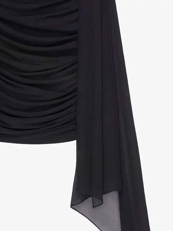Givenchy Off-shoulder Draped Mini Dress With Fluffy Sleeves