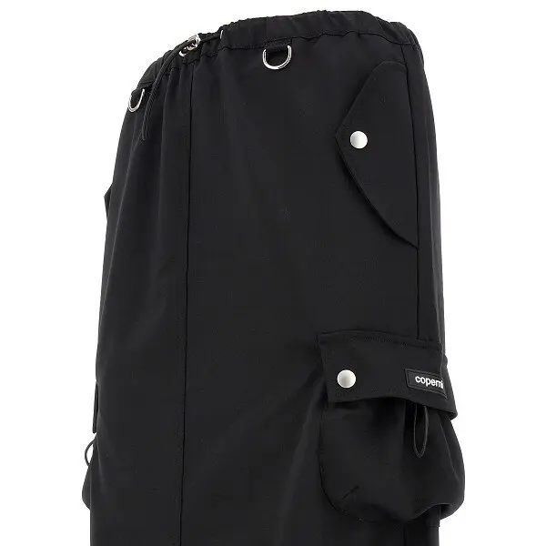 Coperni Drawstring Waist Midi Skirt With Covered Pockets And Label Badges
