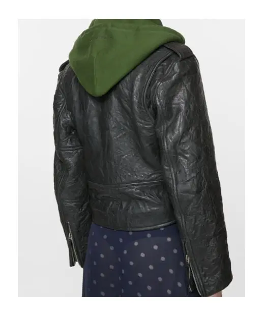 Acne Studios Layered Hood Leather Biker Jacket