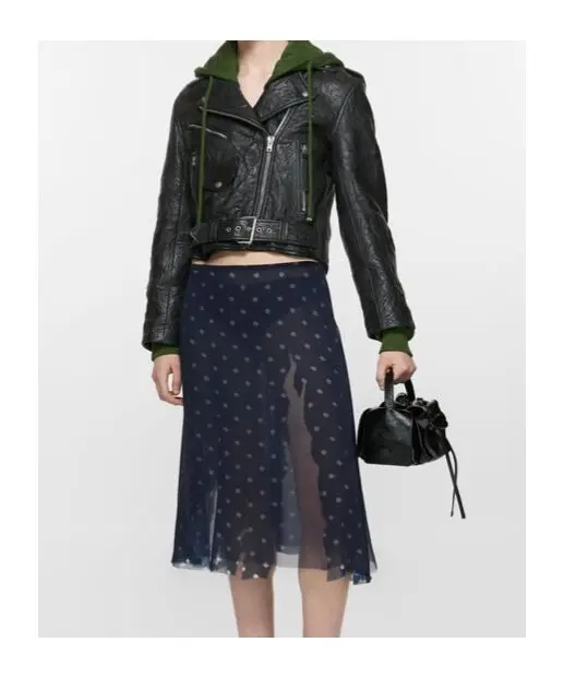 Acne Studios Layered Hood Leather Biker Jacket