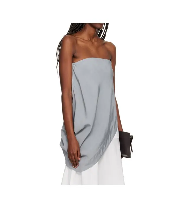 ST. AGNI Strapless Asymmetrical Draped Top