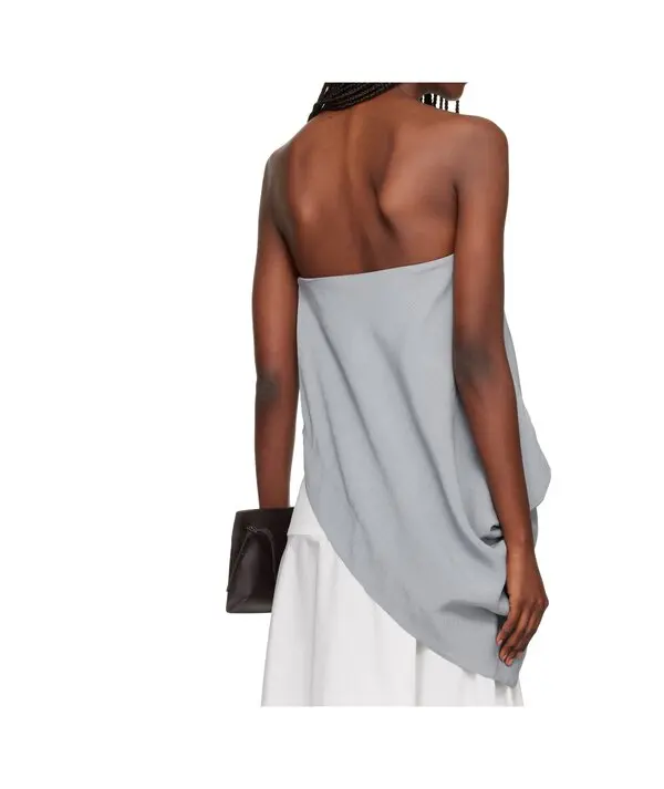 ST. AGNI Strapless Asymmetrical Draped Top