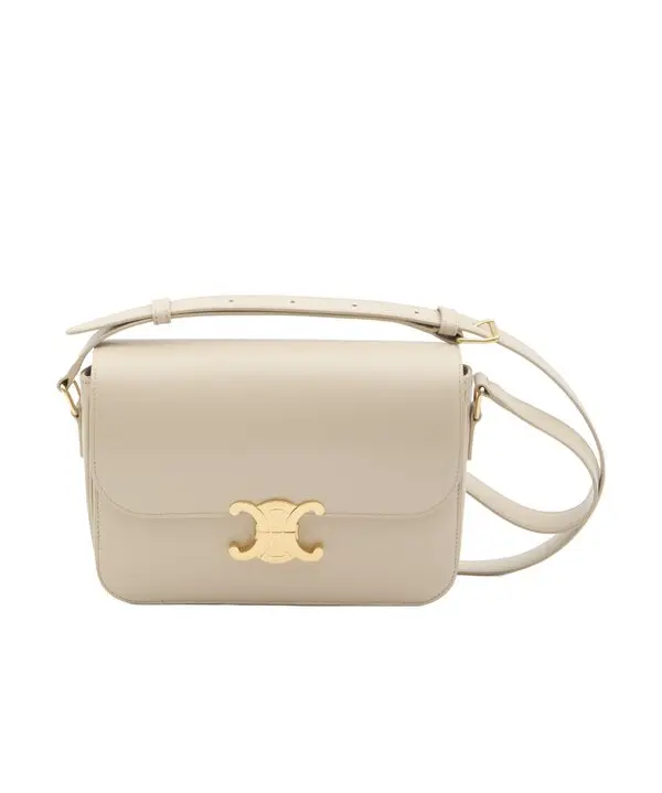 Celine Classique Triomphe Bag In Shiny Calfskin - Light Beige