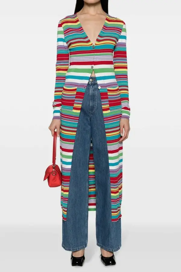Moschino Striped Knit Long Cardigan