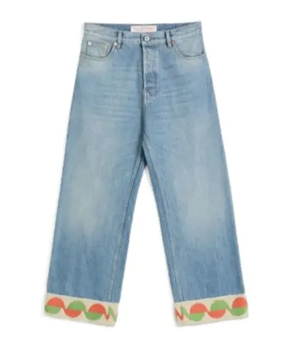 Valentino Garavani Logo Patch Wide Leg Jeans