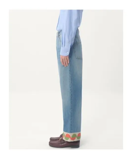 Valentino Garavani Logo Patch Wide Leg Jeans