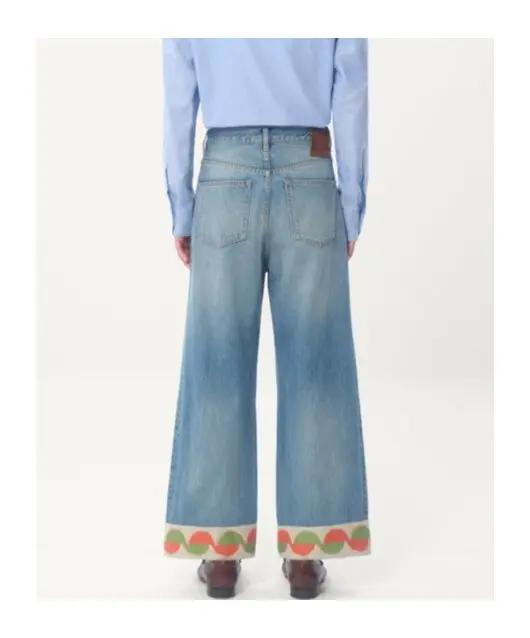 Valentino Garavani Logo Patch Wide Leg Jeans