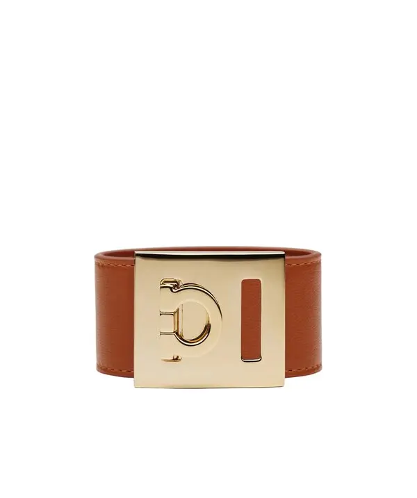 FERRAGAMO Gancini Buckle Cuff Bracelet - Cognac
