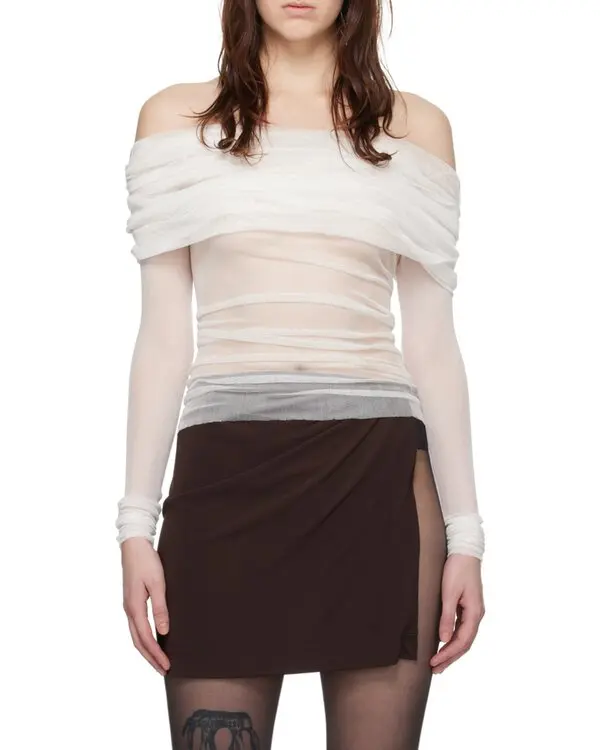 Christopher Esber Off-shoulder Draped Long Sleeve Blouse