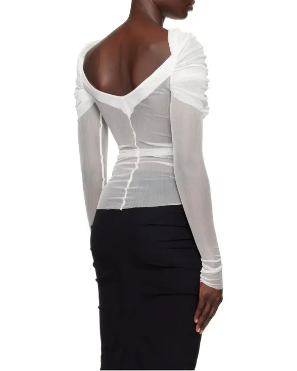Christopher Esber Off-shoulder Draped Long Sleeve Blouse