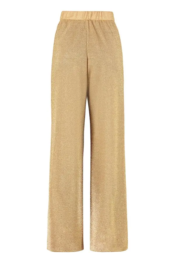 Oseree Lumière Metallic Wide Leg Trousers - Nude