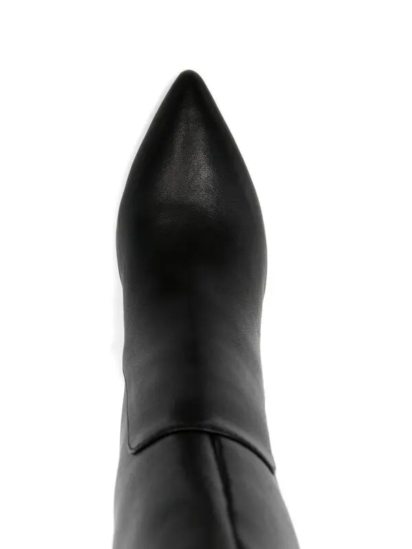 TWINSET High Leather Boots With Square Heel