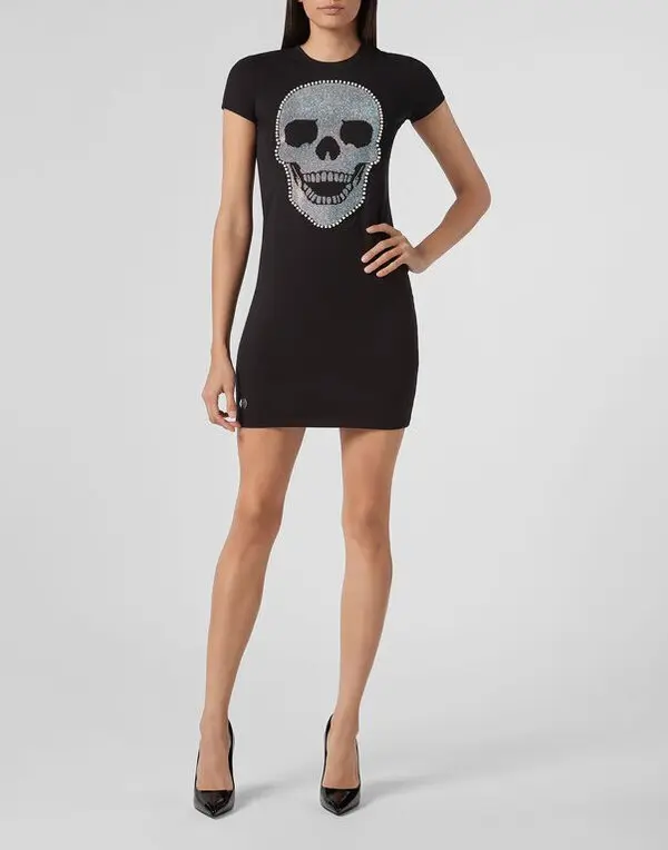 Philipp Plein Skull Embellished T-shirt Dress