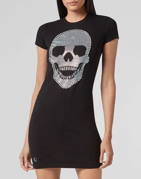 Philipp Plein Skull Embellished T-shirt Dress