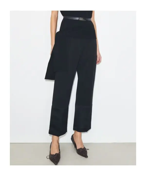 Tory Burch Cropped Satin-cuff Pants - Black