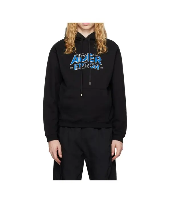 ADER ERROR Hooded Sweatshirt With Drawstring And Large Front Pocket - Black
