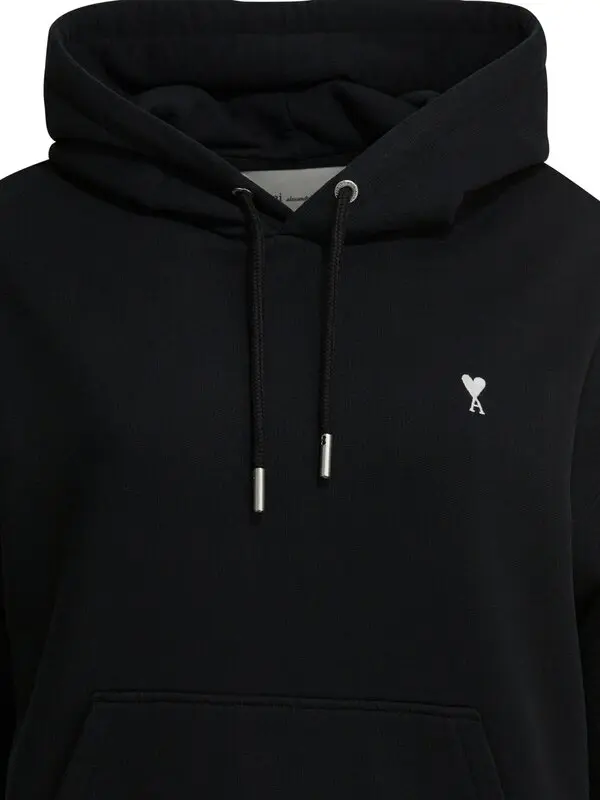 AMI Paris De Coeur Drawstring Hoodie - Black