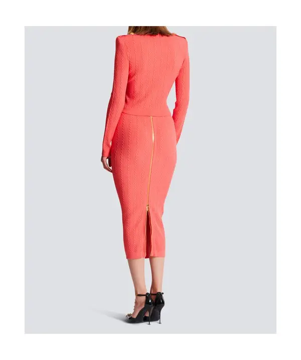 Balmain V-neck Long Sleeved Knitted Cardigan With Decorative Buttons - Pink