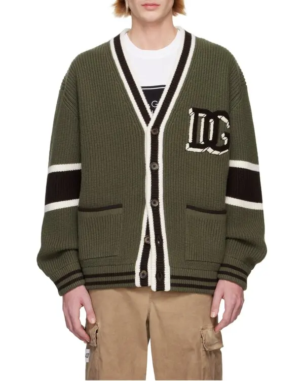 Dolce & Gabbana Dg Logo Patch Rib-knitted Cardigan