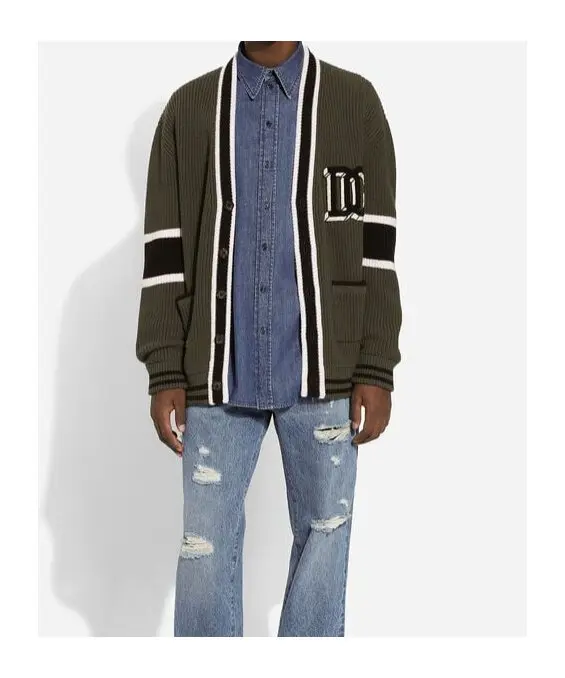 Dolce & Gabbana Dg Logo Patch Rib-knitted Cardigan