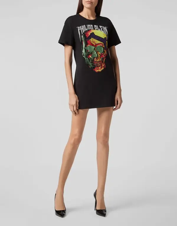 Philipp Plein Skull Graphic T-shirt Dress