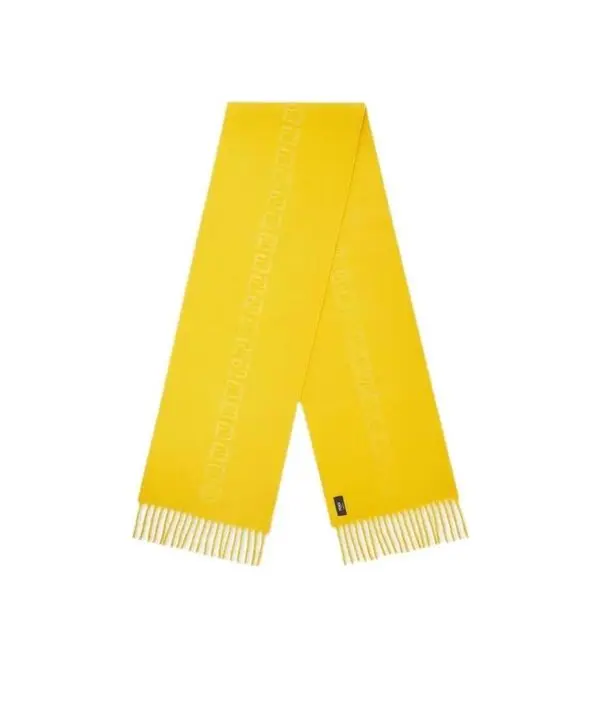 Fendi Logo Embossed Fringed Scarf - Yellow