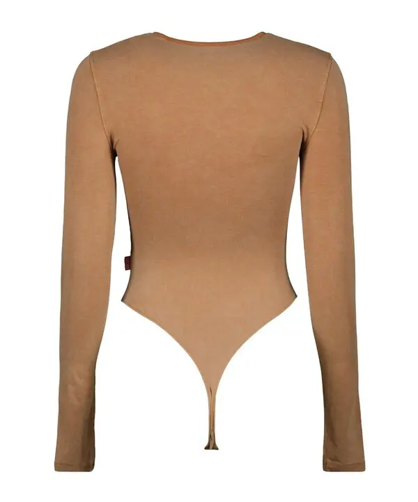 DIESEL® Ruched Long-sleeved Bodysuit With Steel Ring Detail