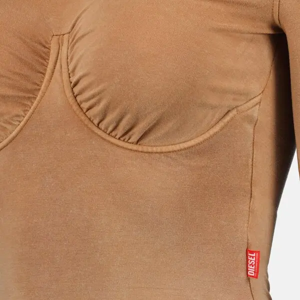 DIESEL® Ruched Long-sleeved Bodysuit With Steel Ring Detail