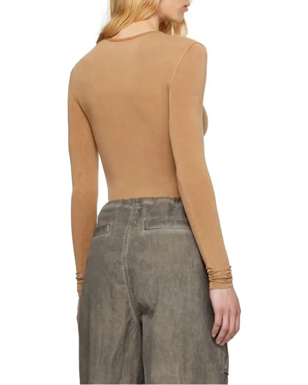 DIESEL® Ruched Long-sleeved Bodysuit With Steel Ring Detail