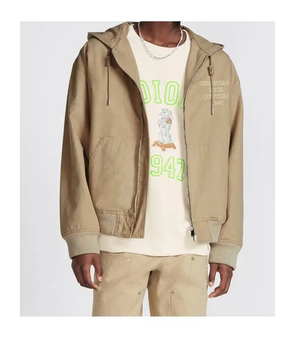 Dior Embroidered Logo Zip-up Hoodie