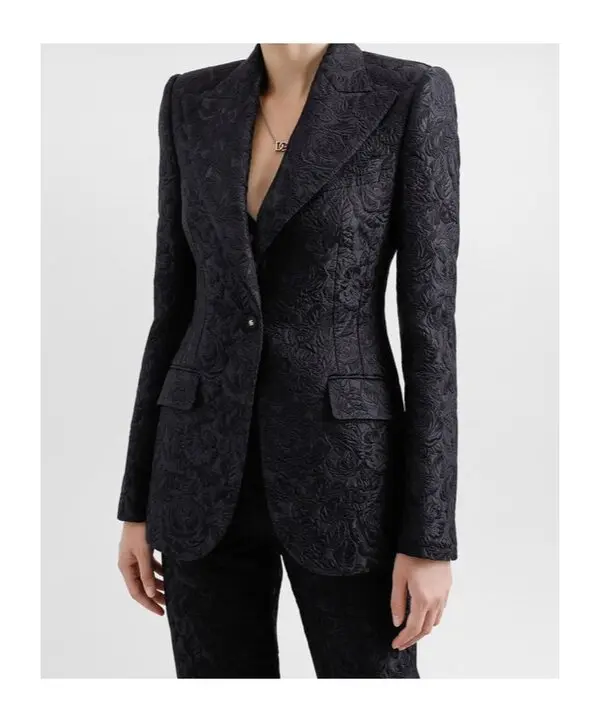 Dolce & Gabbana Floral Jacquard Single-breasted Blazer