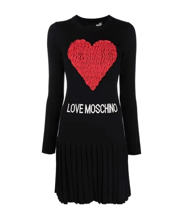Moschino Tulle Heart Logo Knit Dress
