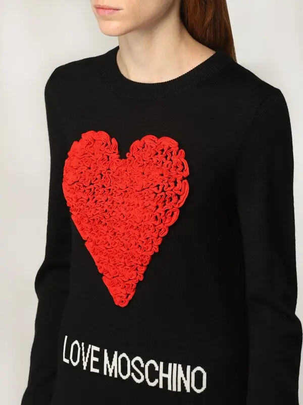 Moschino Tulle Heart Logo Knit Dress