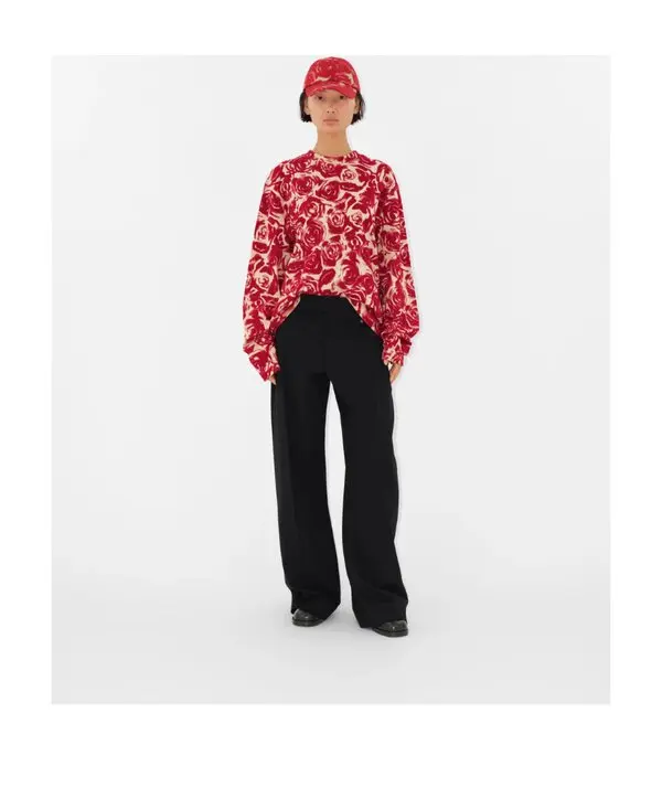 Burberry Rose Print Cotton Baseball Cap
