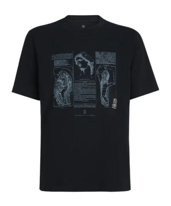 Brunello Cucinelli Graphic Print Crewneck T-shirt - Black