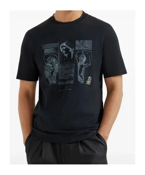 Brunello Cucinelli Graphic Print Crewneck T-shirt - Black