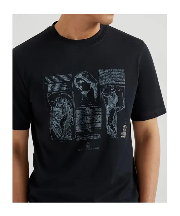 Brunello Cucinelli Graphic Print Crewneck T-shirt - Black