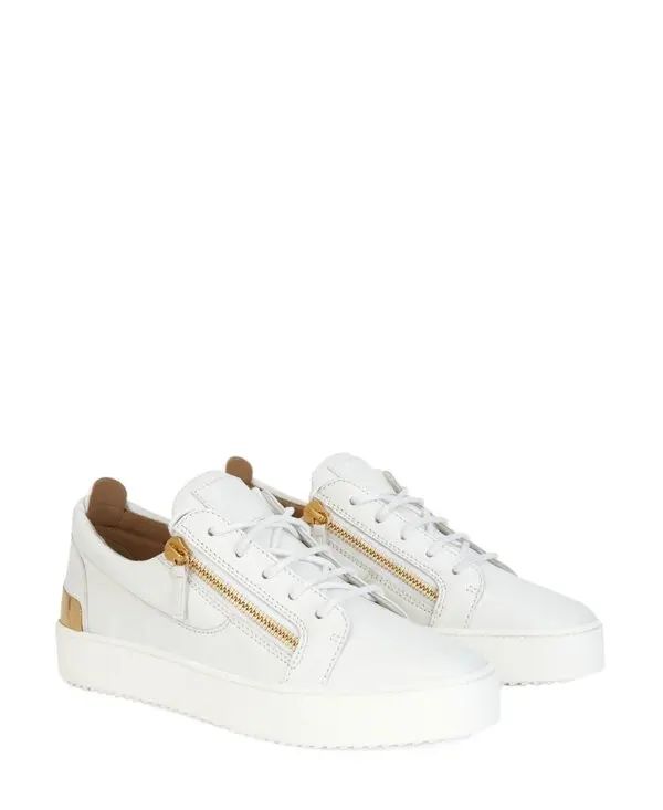 GIUSEPPE ZANOTTI Leather Logo Detail Lace-up Sneakers