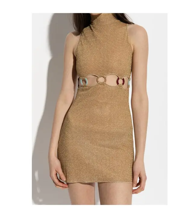 Oseree Beaded Detailed Cut Out Mini Dress