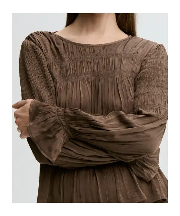 BY MALENE BIRGER Gathered Ruffle Top With Tie Closure