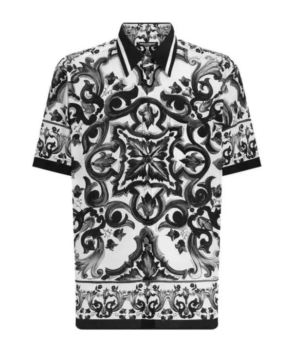 Dolce & Gabbana Graphic-print Silk Shirt - Black