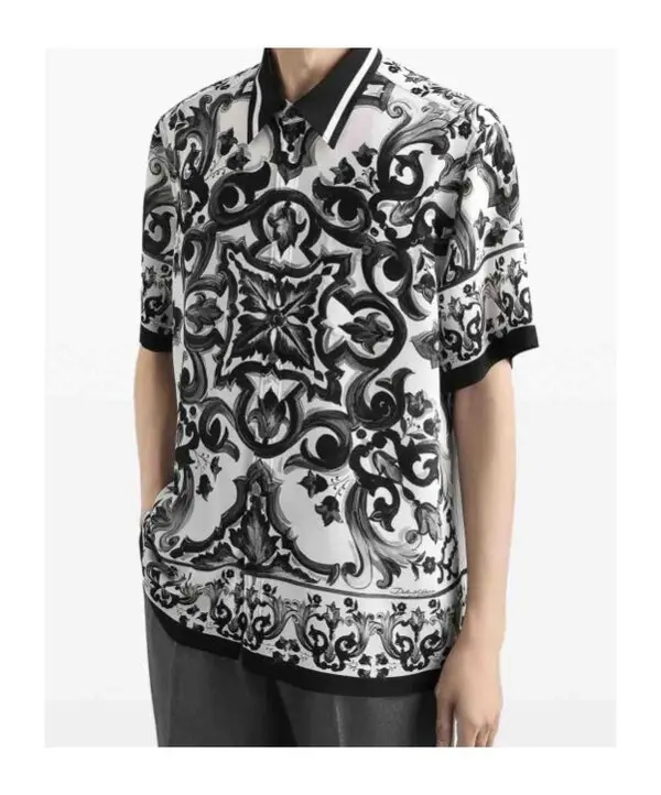 Dolce & Gabbana Graphic-print Silk Shirt - Black