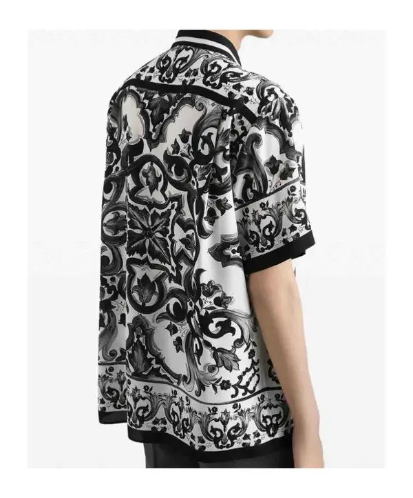 Dolce & Gabbana Graphic-print Silk Shirt - Black